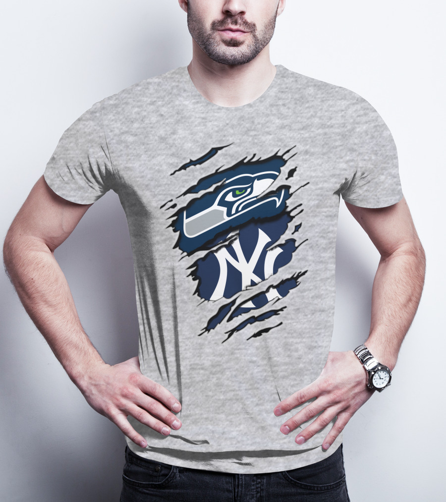 Seahawks Yankees Logo Fusion T-Shirt