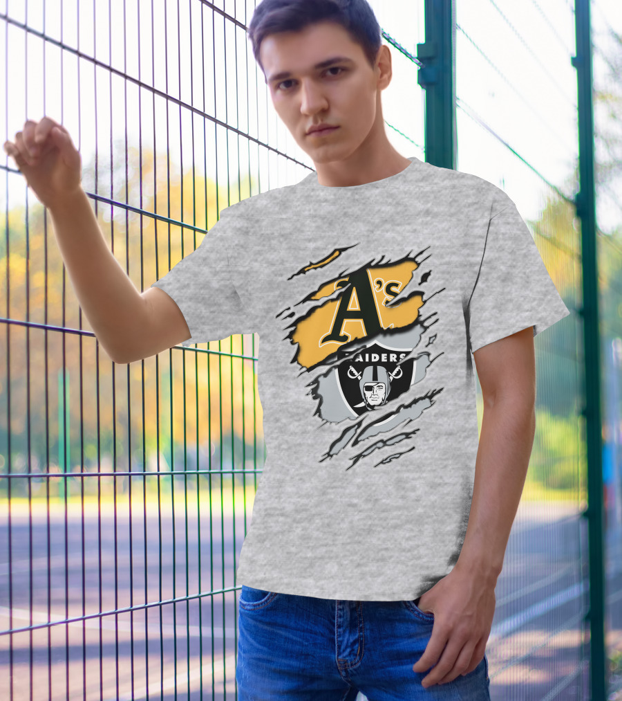 A's Raiders Ripped Crossover Sports T-Shirt