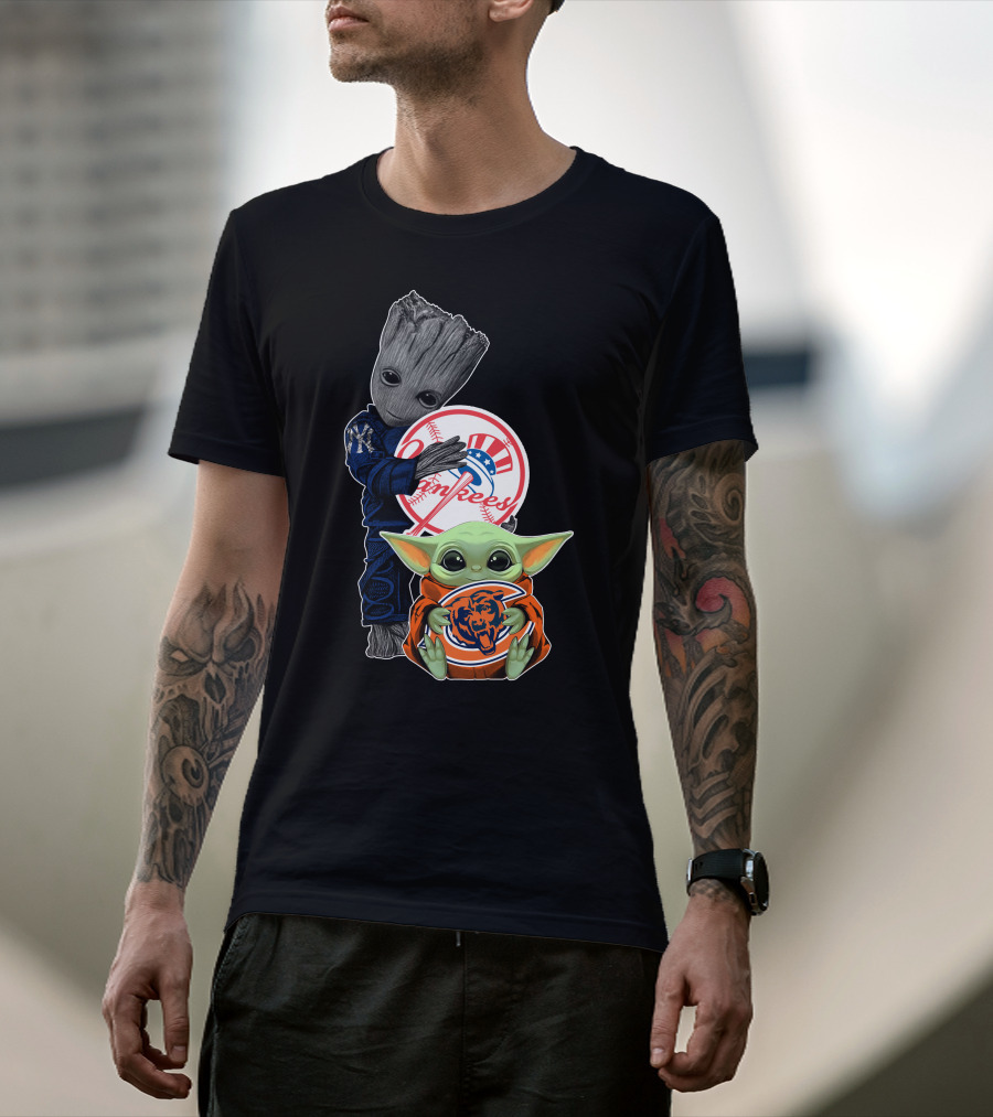 Yankees Baby Groot Bears Baby Yoda T-Shirt