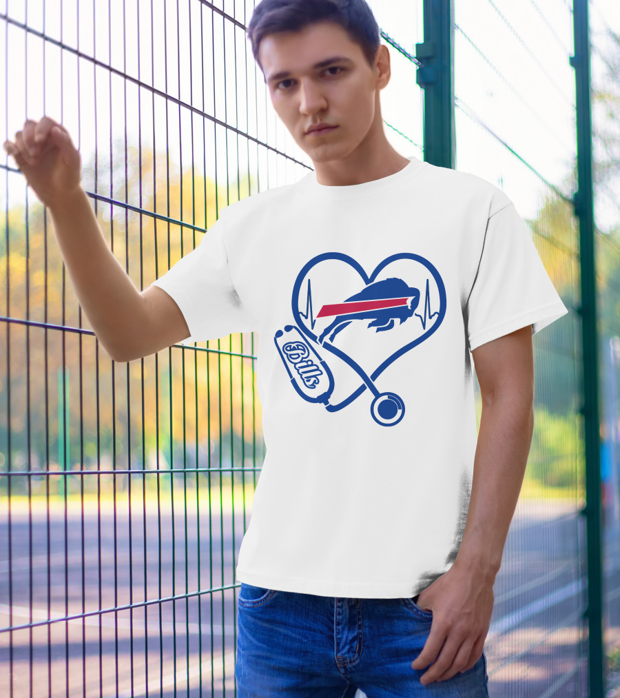 Buffalo Bills Heartbeat Stethoscope Nurse Love T-Shirt