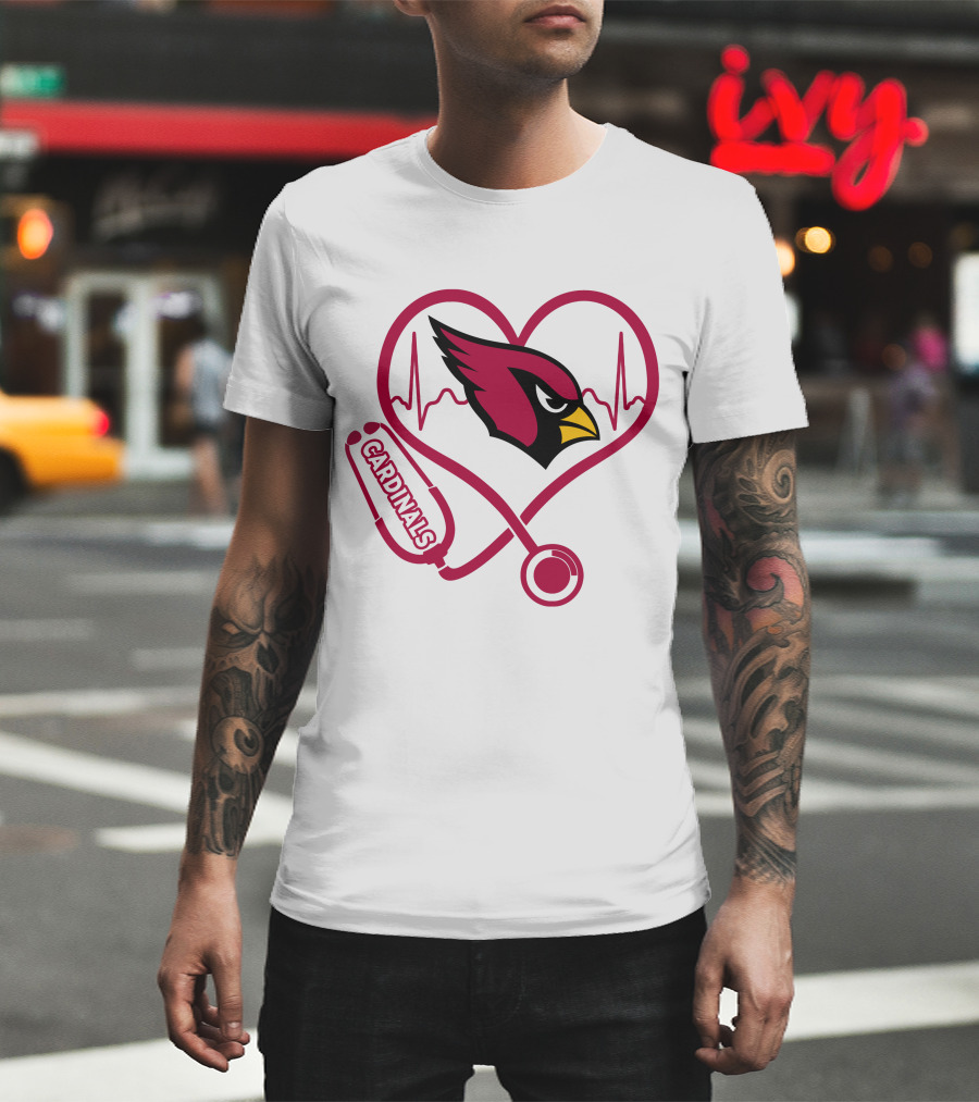 Arizona Cardinals Nurse Heartbeat Stethoscope T-Shirt