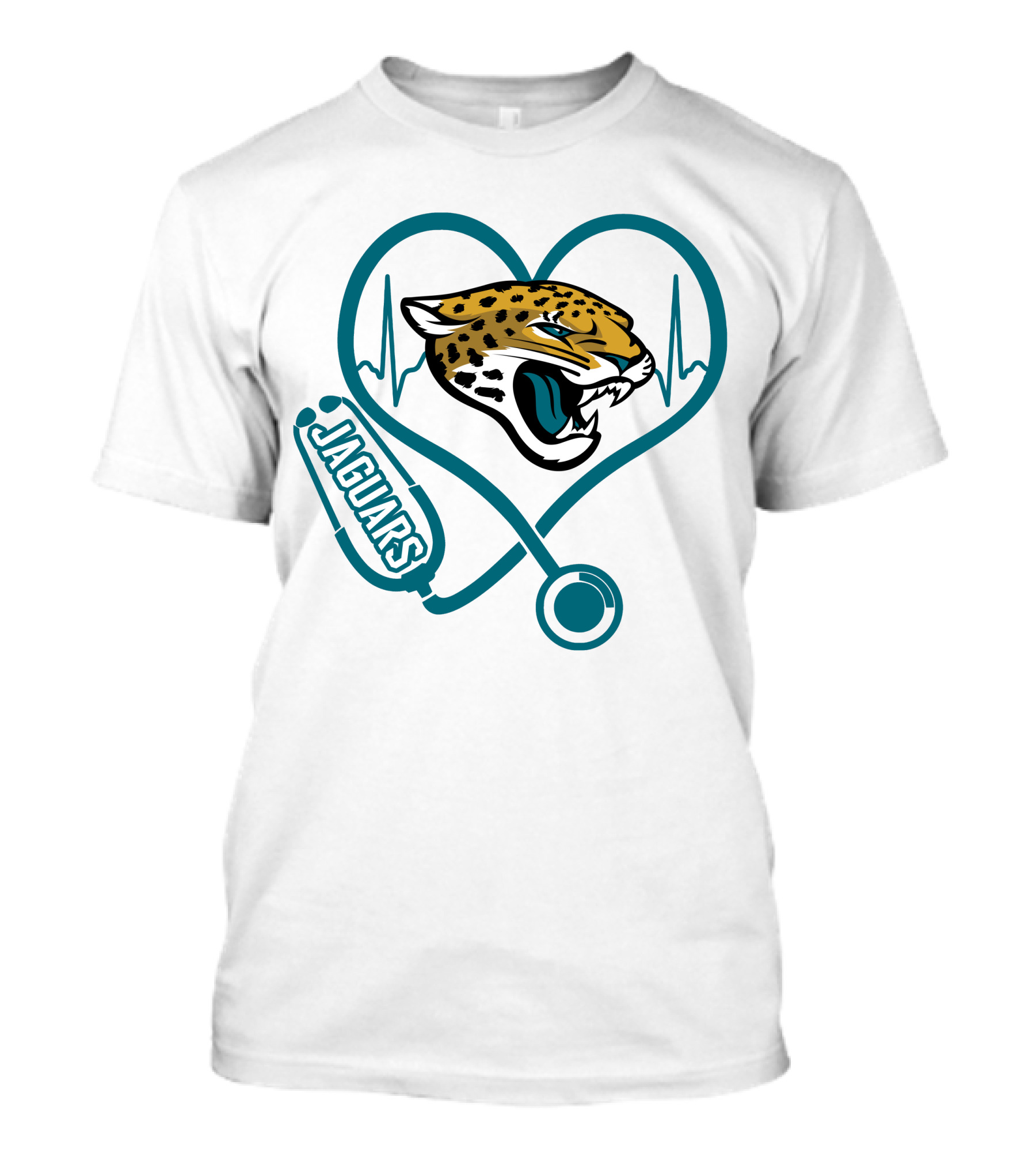 Nurse Love Jaguars Heartbeat T-Shirt