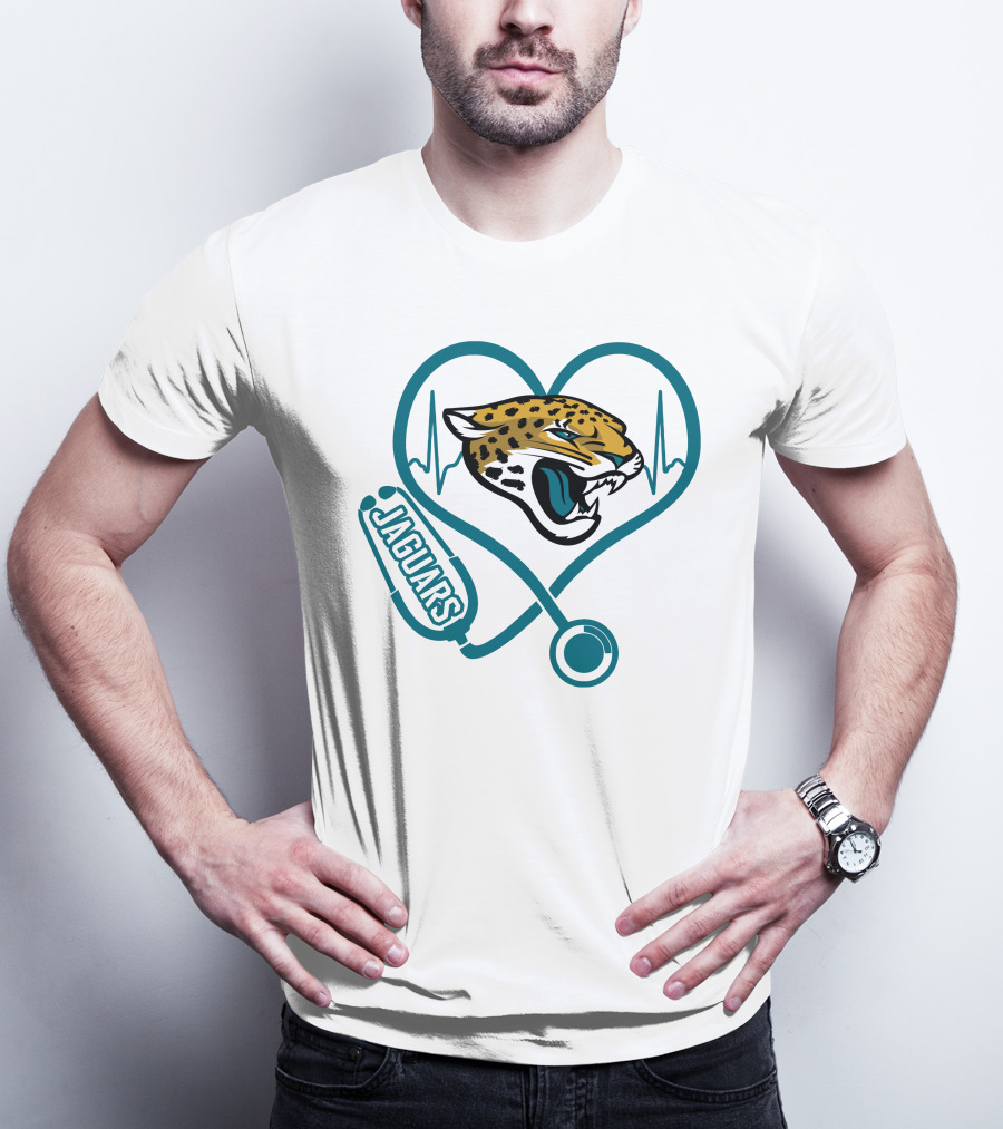 Nurse Love Jaguars Heartbeat T-Shirt