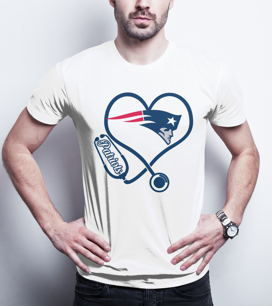 Nurse Heart Stethoscope New England Patriots T-Shirt