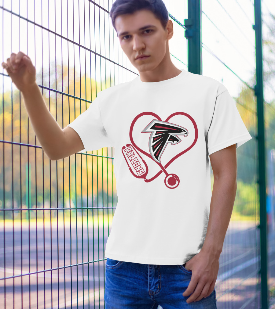Atlanta Falcons Nurse Heart Stethoscope Love T-Shirt