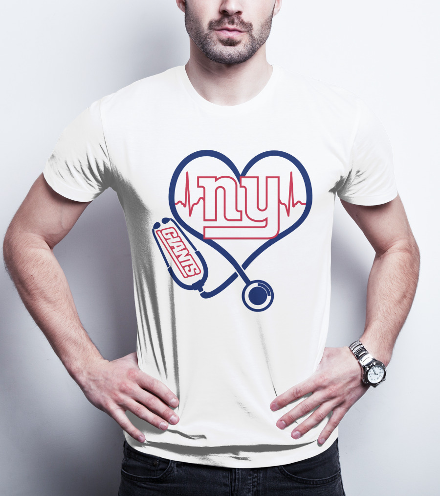 Nurse Heartbeat NY Giants Stethoscope T-Shirt