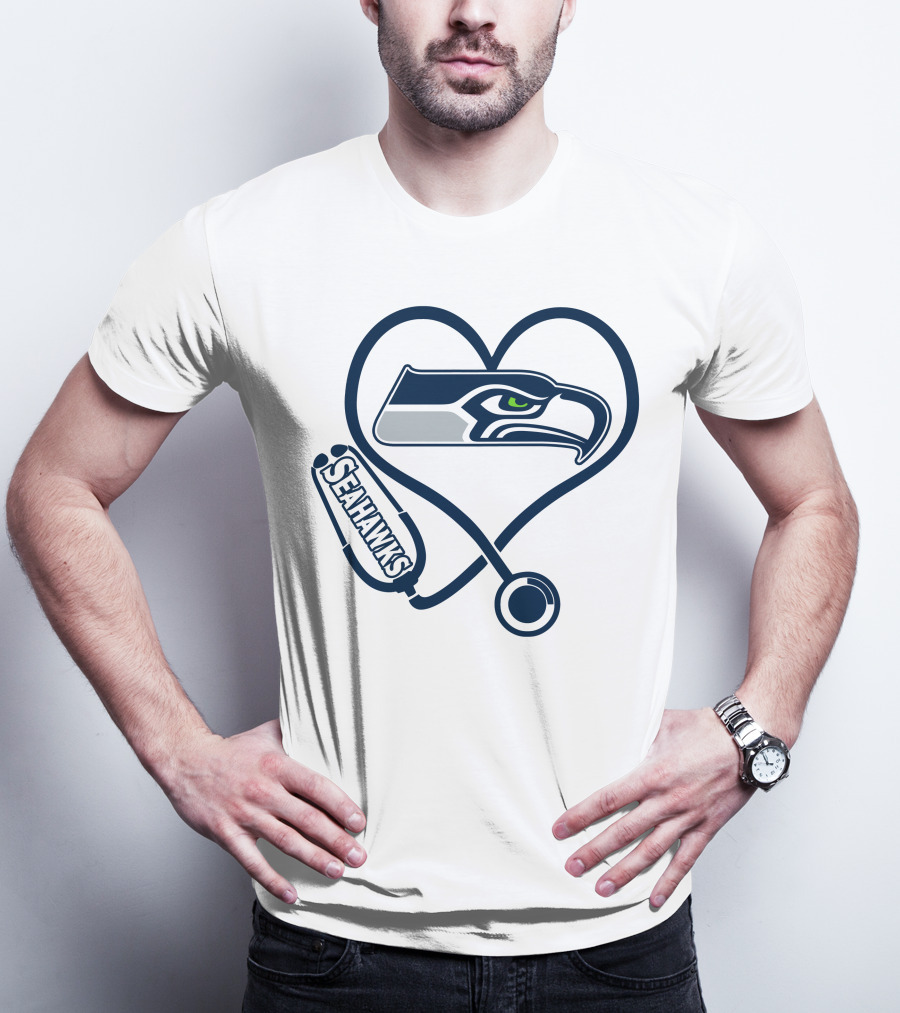 Nurse Heart Seattle Seahawks Stethoscope Love T-Shirt