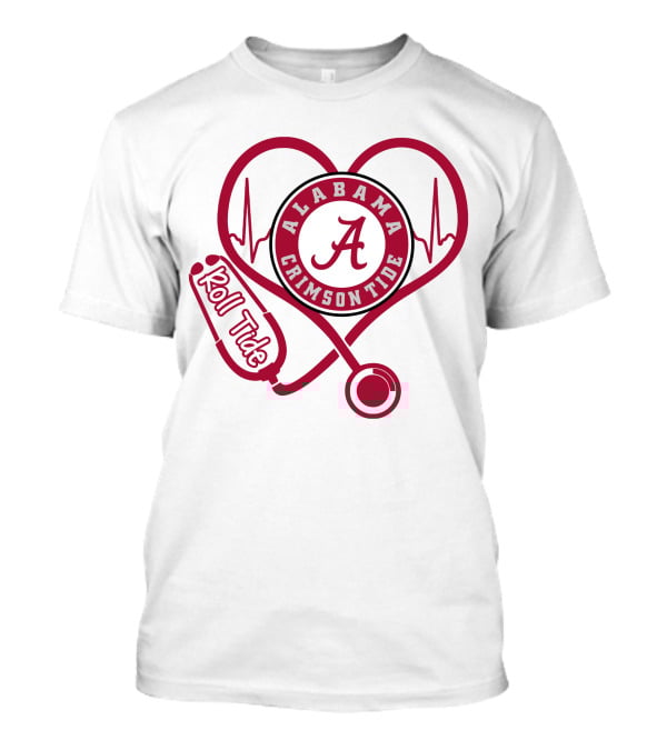 Alabama Crimson Tide Heartbeat Stethoscope Roll Tide T-Shirt
