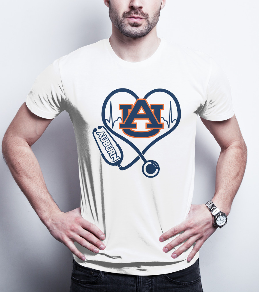 Auburn Tigers Nurse Heartbeat Stethoscope Love T-Shirt