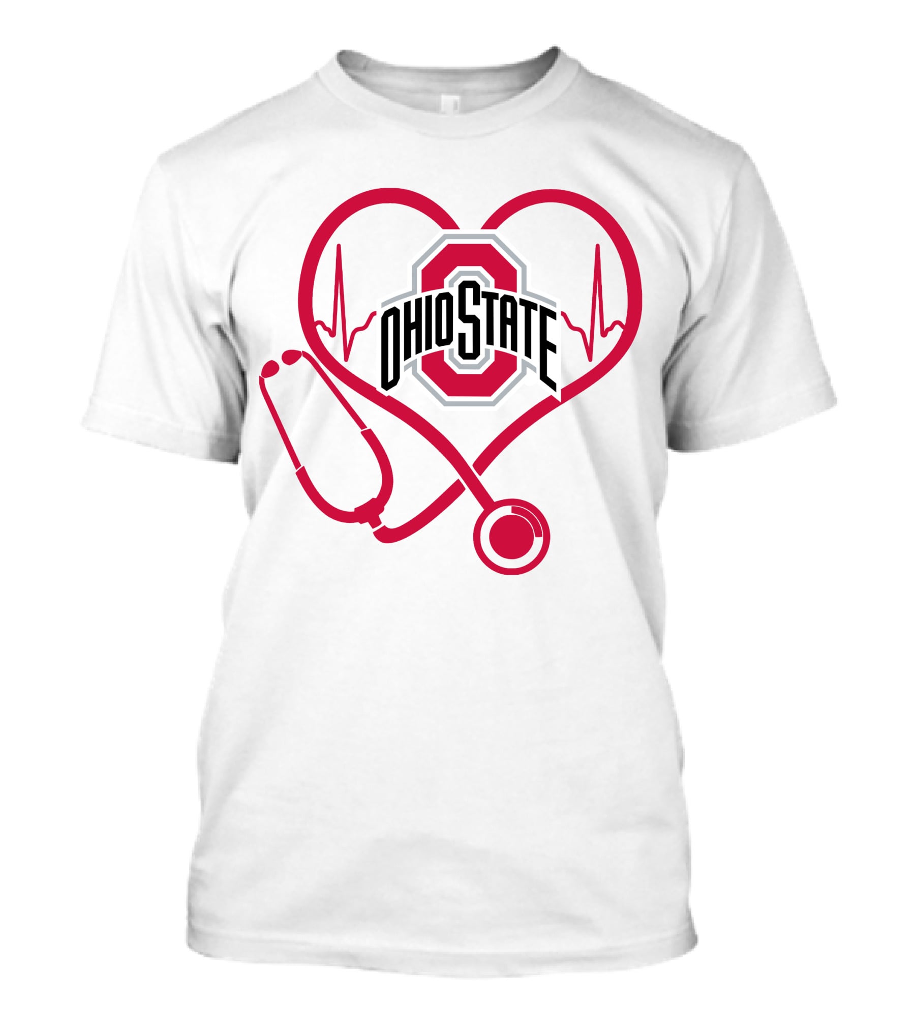 Ohio State Buckeyes Nurse Heartbeat Stethoscope T-Shirt