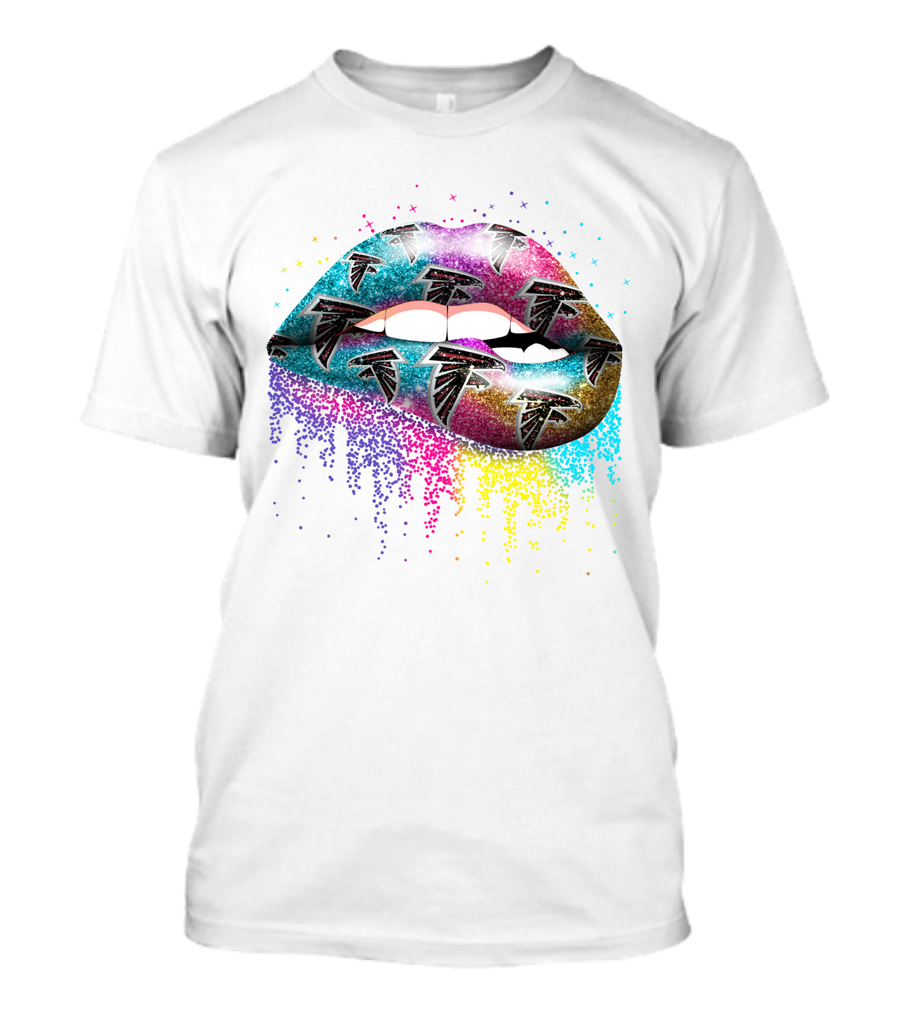 Atlanta Falcons Lips Colorful Glitter T-Shirt