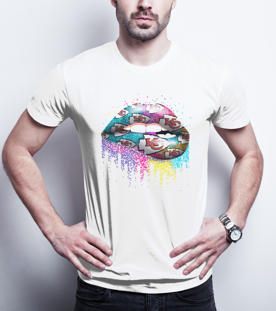 Kansas City Chiefs Glitter Lips Logo Multicolor T-Shirt