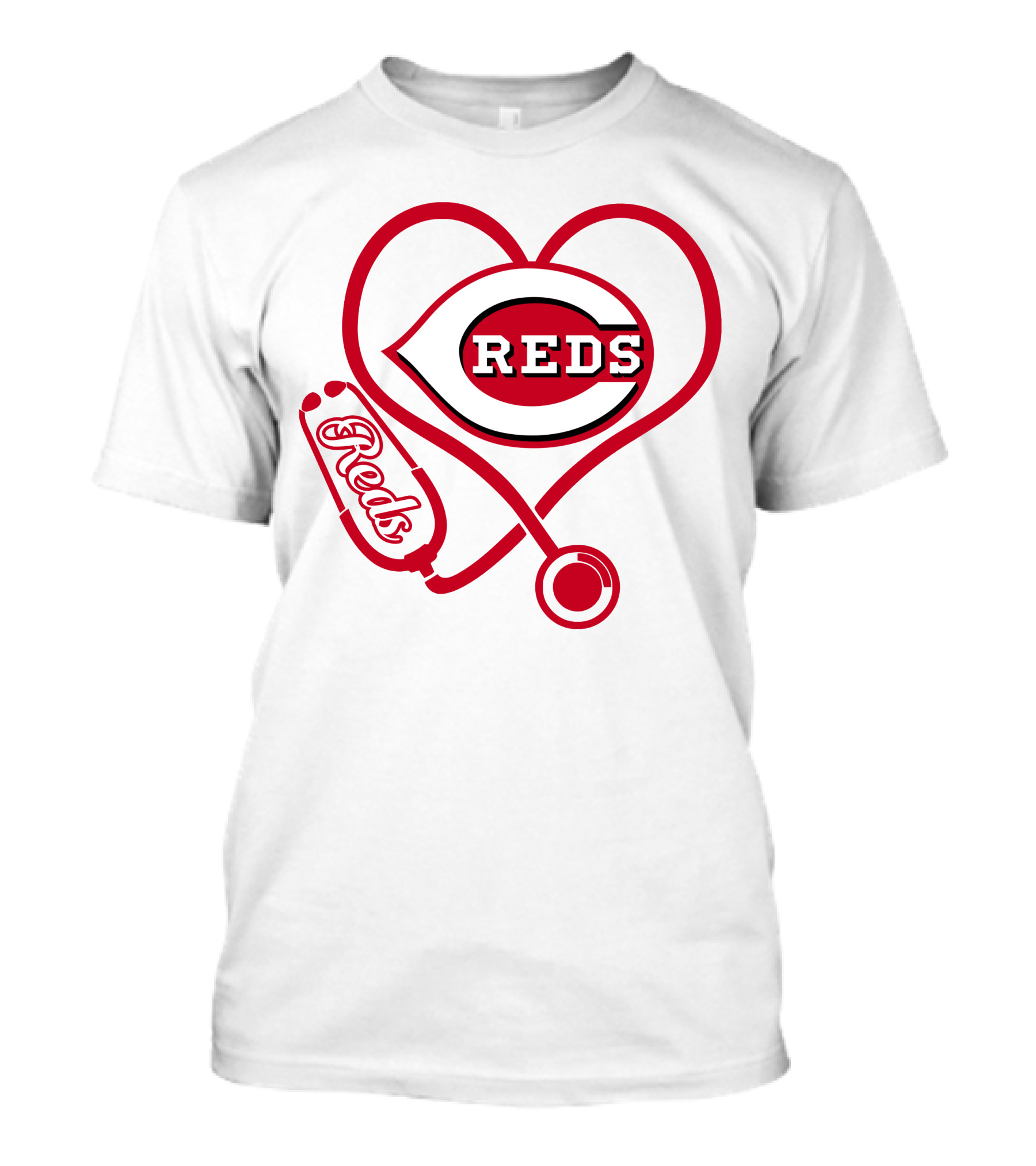 Nurse Love Cincinnati Reds Heart Stethoscope Reds T-Shirt