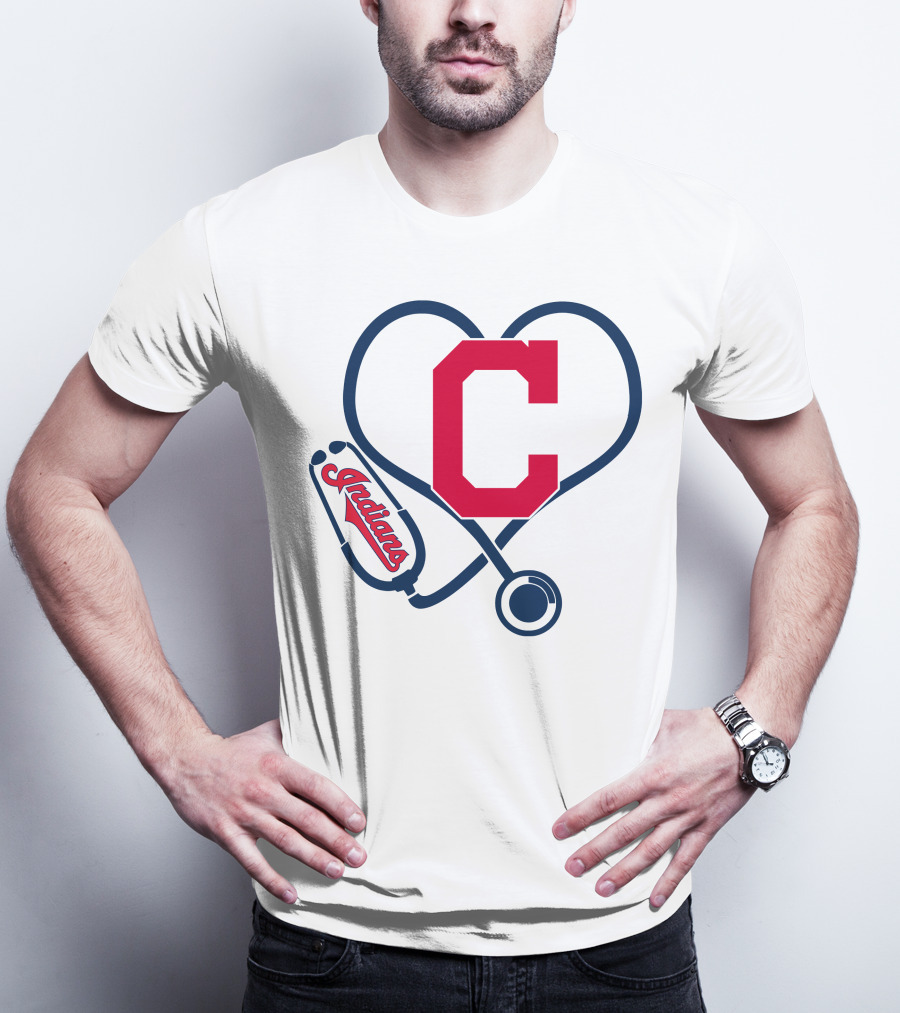 Cleveland Indians Nurse Heart With Stethoscope T-Shirt
