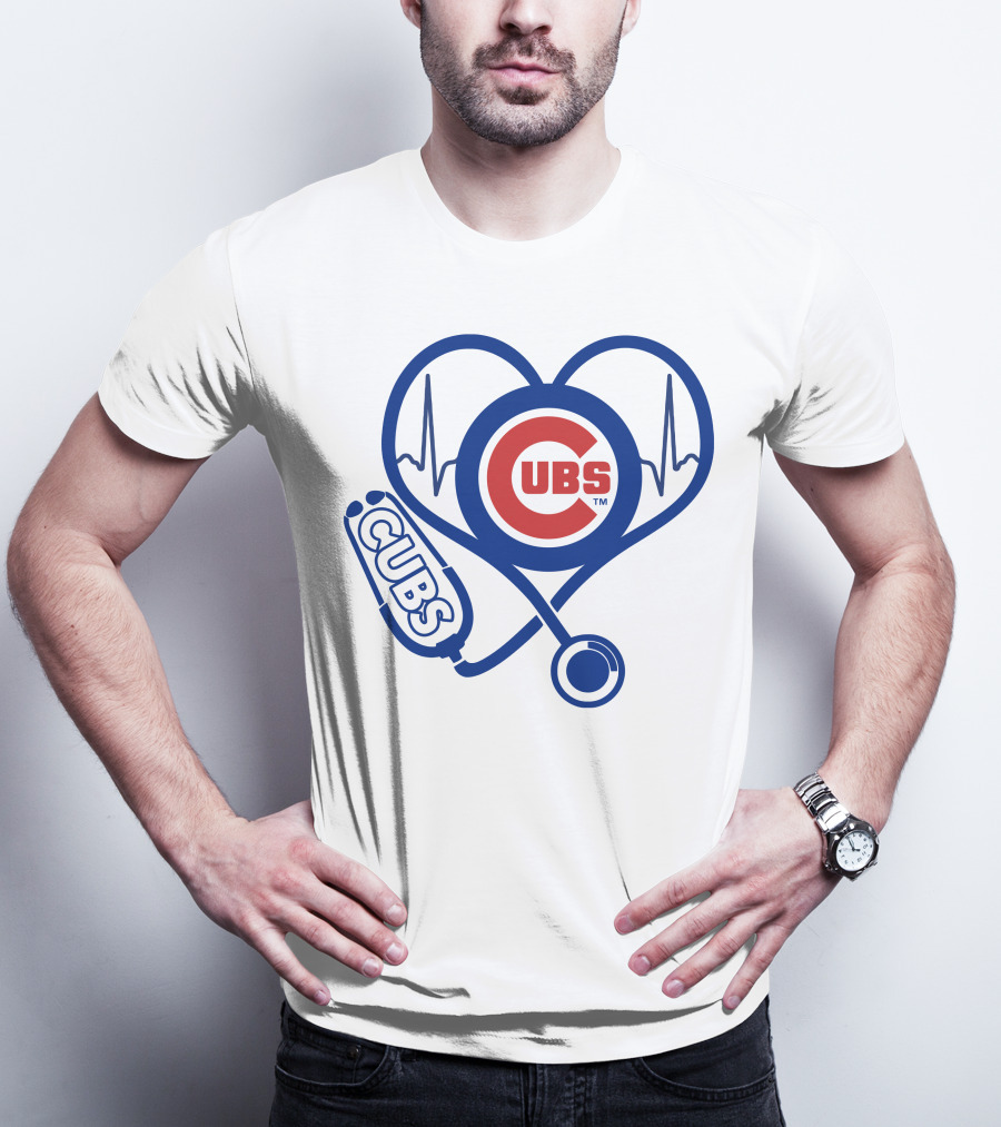 Cubs Heartbeat Nurse Stethoscope Chicago Cubs T-Shirt