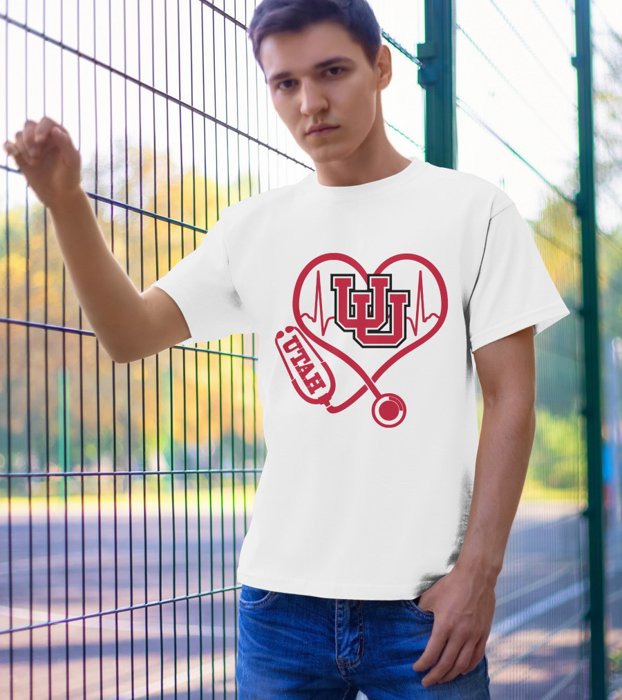 Utah Utes Nurse Heartbeat Stethoscope T-Shirt