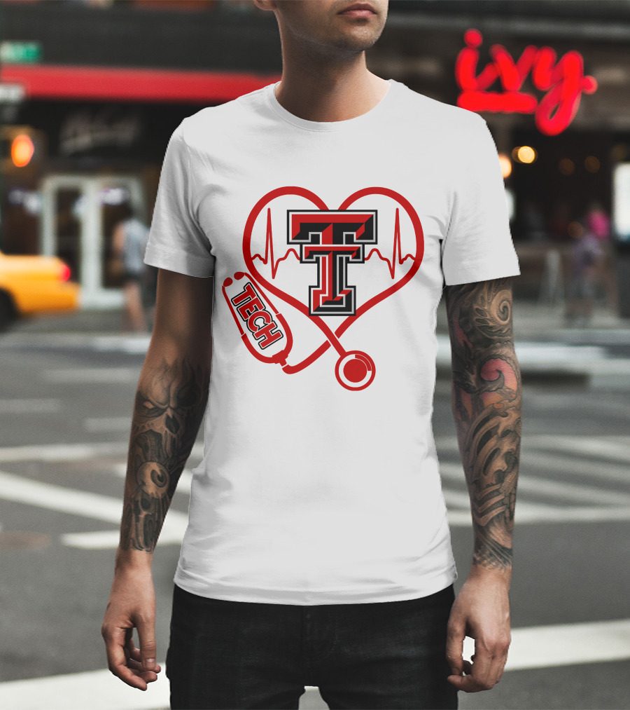 Texas Tech Nurse Heart Stethoscope Love T-Shirt