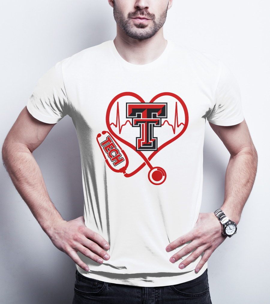Texas Tech Nurse Heart Stethoscope Love T-Shirt