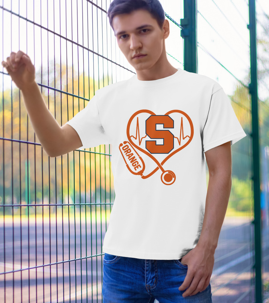 Nurse Heartbeat Syracuse Orange Stethoscope T-Shirt