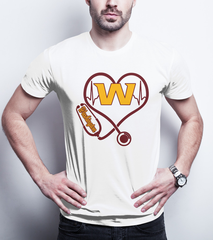 Washington Nurse Love Heartbeat Stethoscope W T-Shirt