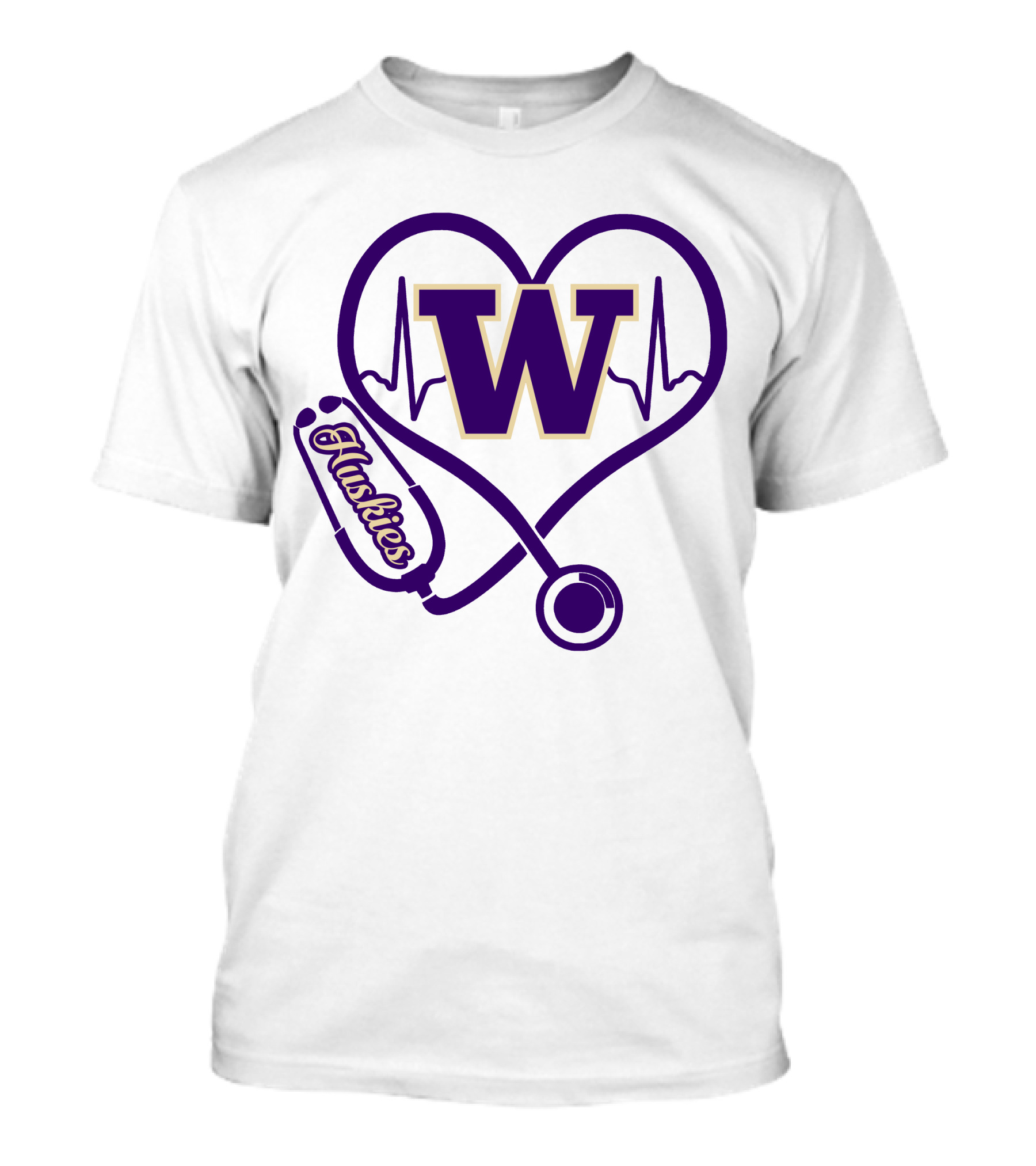 Huskies Stethoscope Heart W Washington T-Shirt