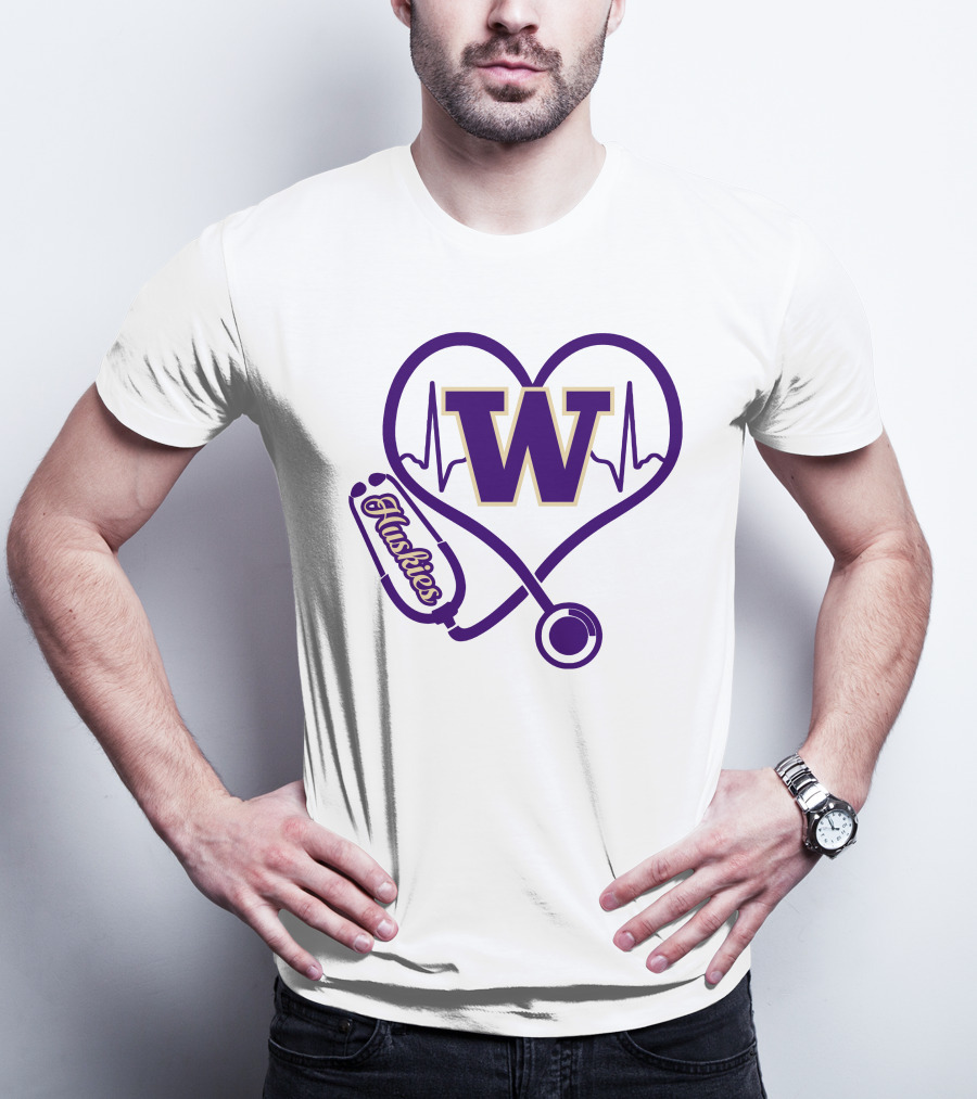 Huskies Stethoscope Heart W Washington T-Shirt