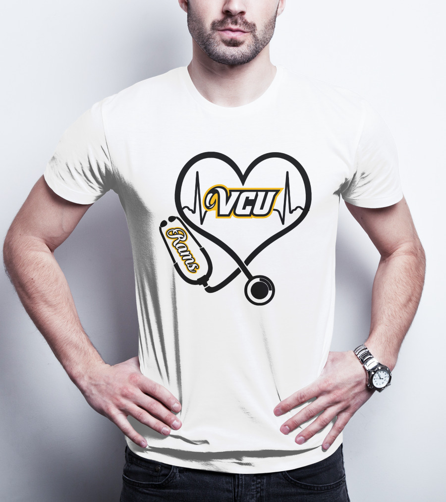 VCU Rams Nurse Heartbeat Stethoscope T-Shirt