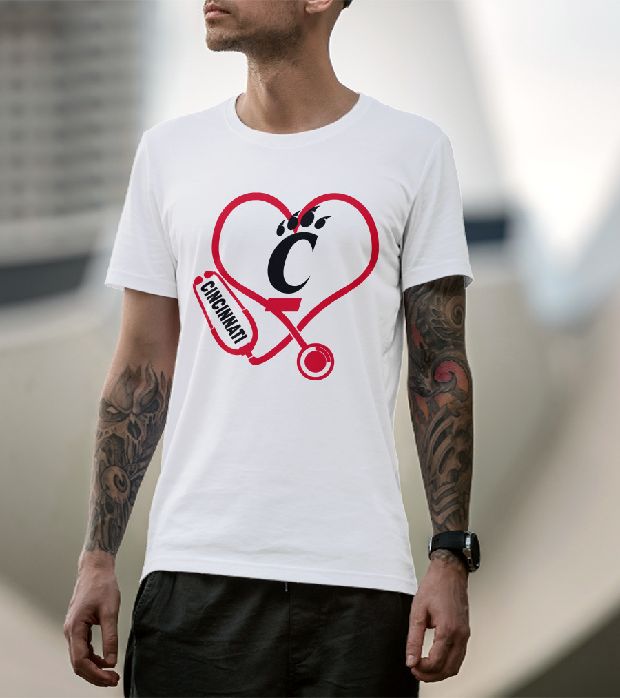 Cincinnati Bearcats Nurse Heart Stethoscope T-Shirt