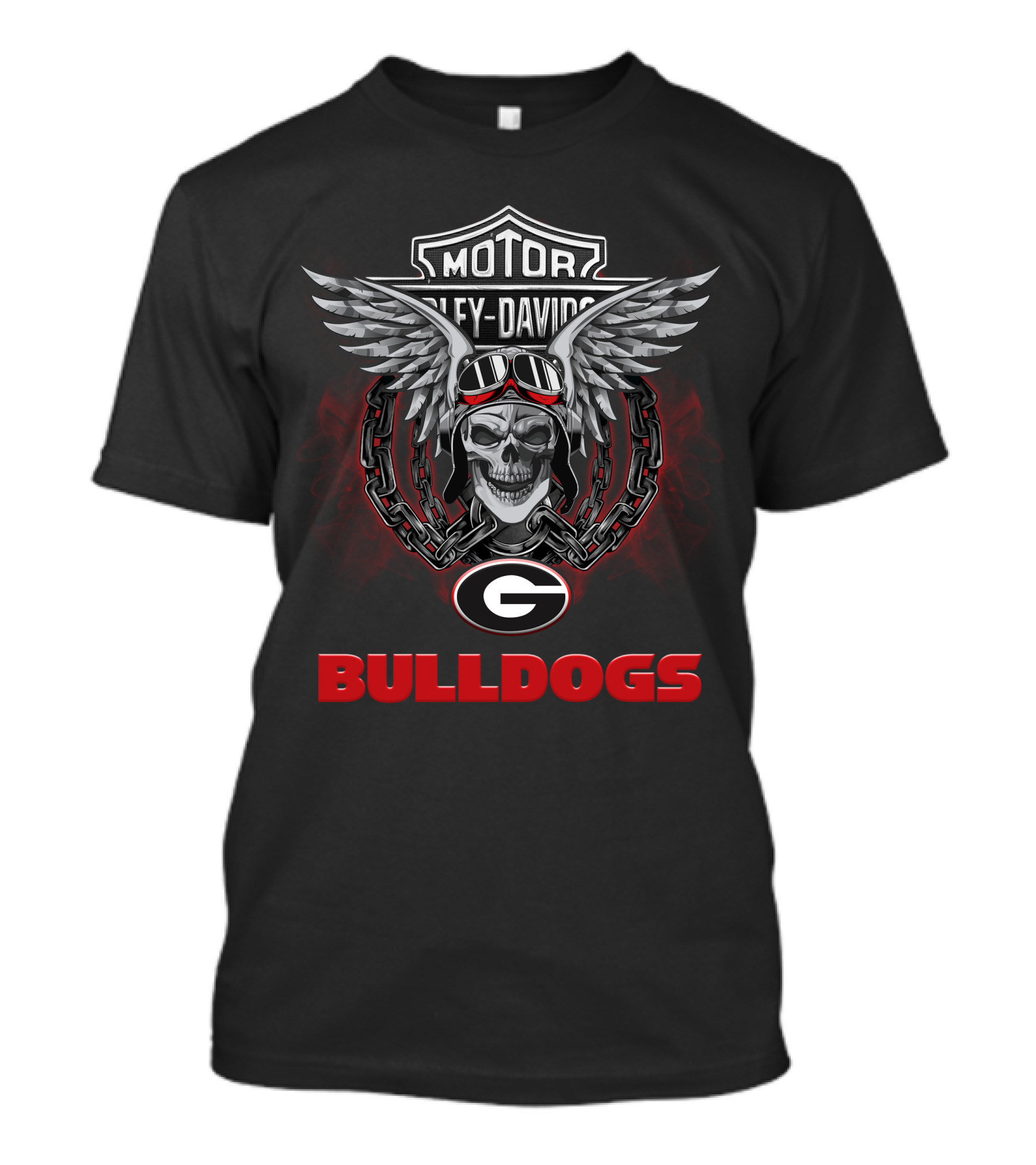 Harley Davidson Motor Georgia Bulldogs Winged Skull T-Shirt