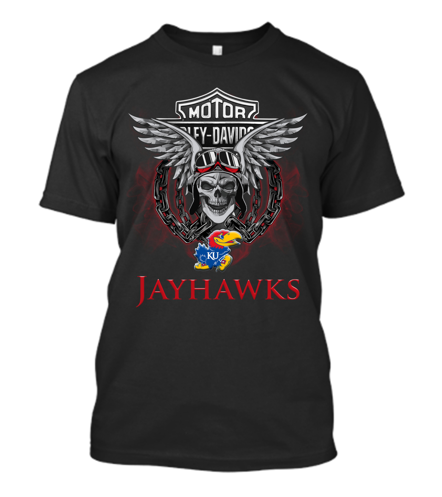 Harley Davidson Motor Skull Jayhawks Ku Kansas Jayhawks T-Shirt