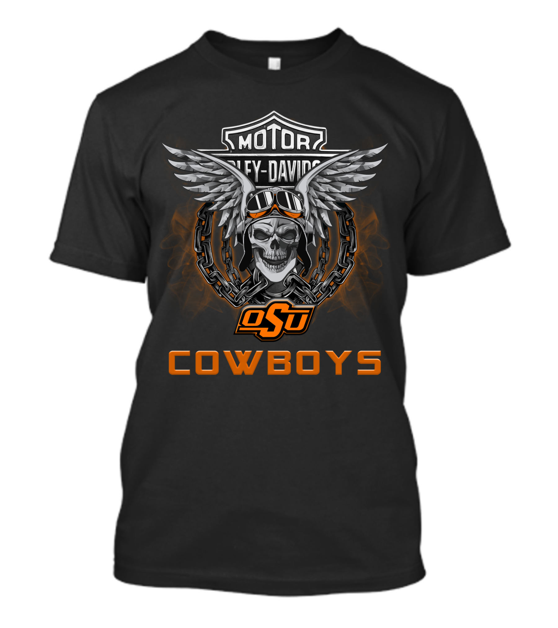 Harley Davidson Osu Cowboys Skull And Wings Graphic Motor T-Shirt