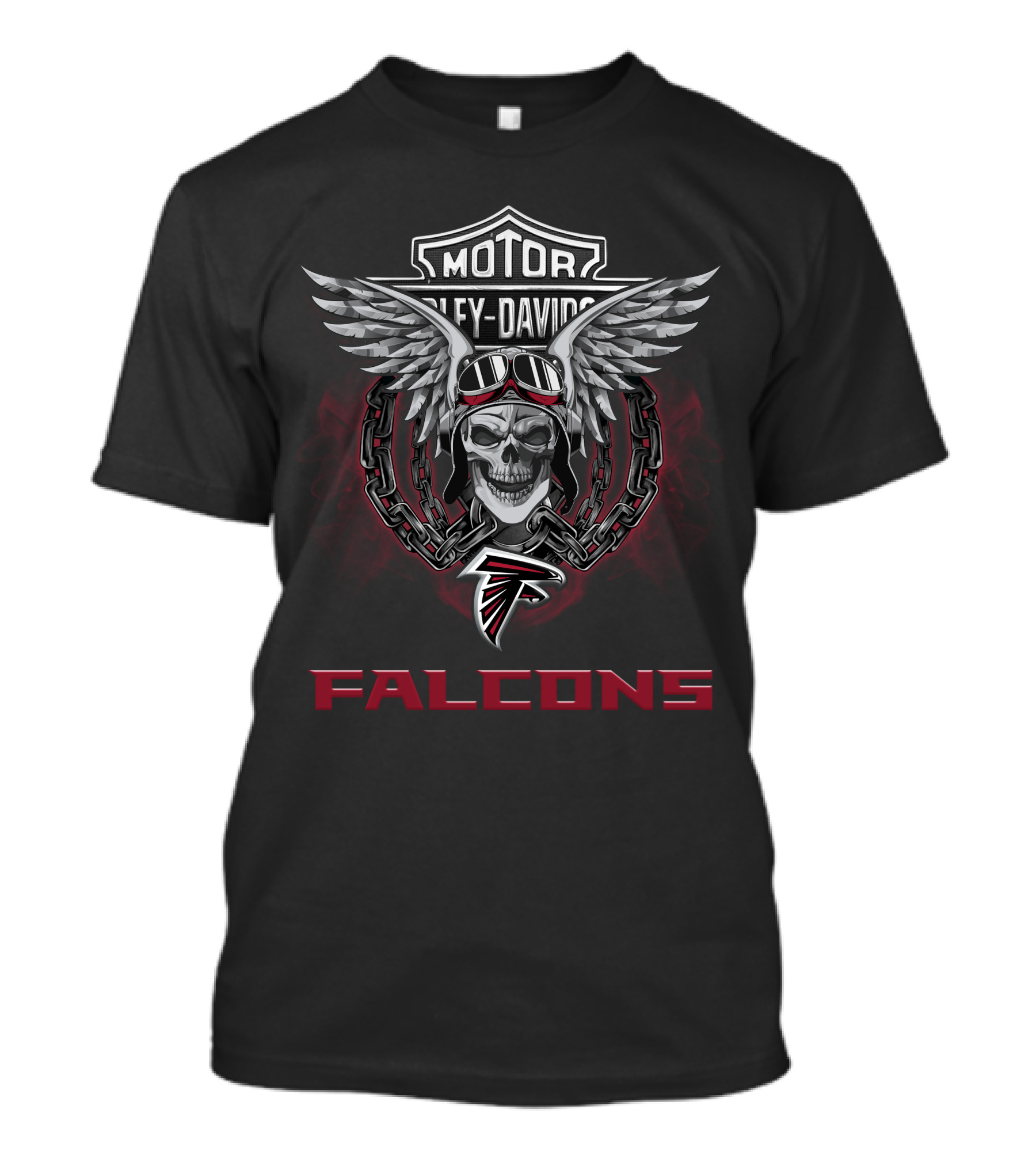 Harley Davidson Falcons Skull Wings Nfl Atlanta T-Shirt