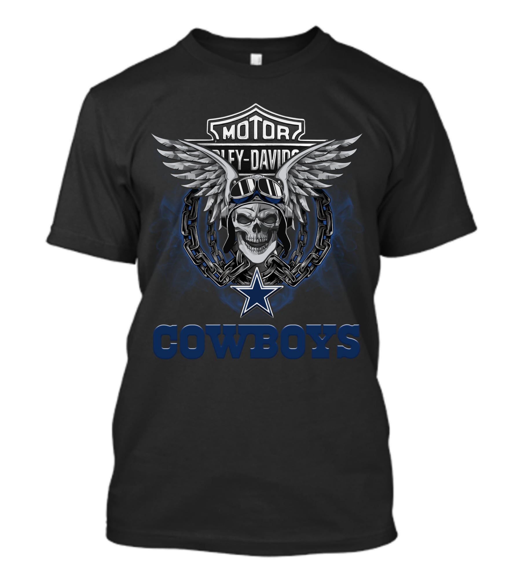 Harley Davidson Motor Biker Nfl Dallas Cowboys Skull Wings T-Shirt