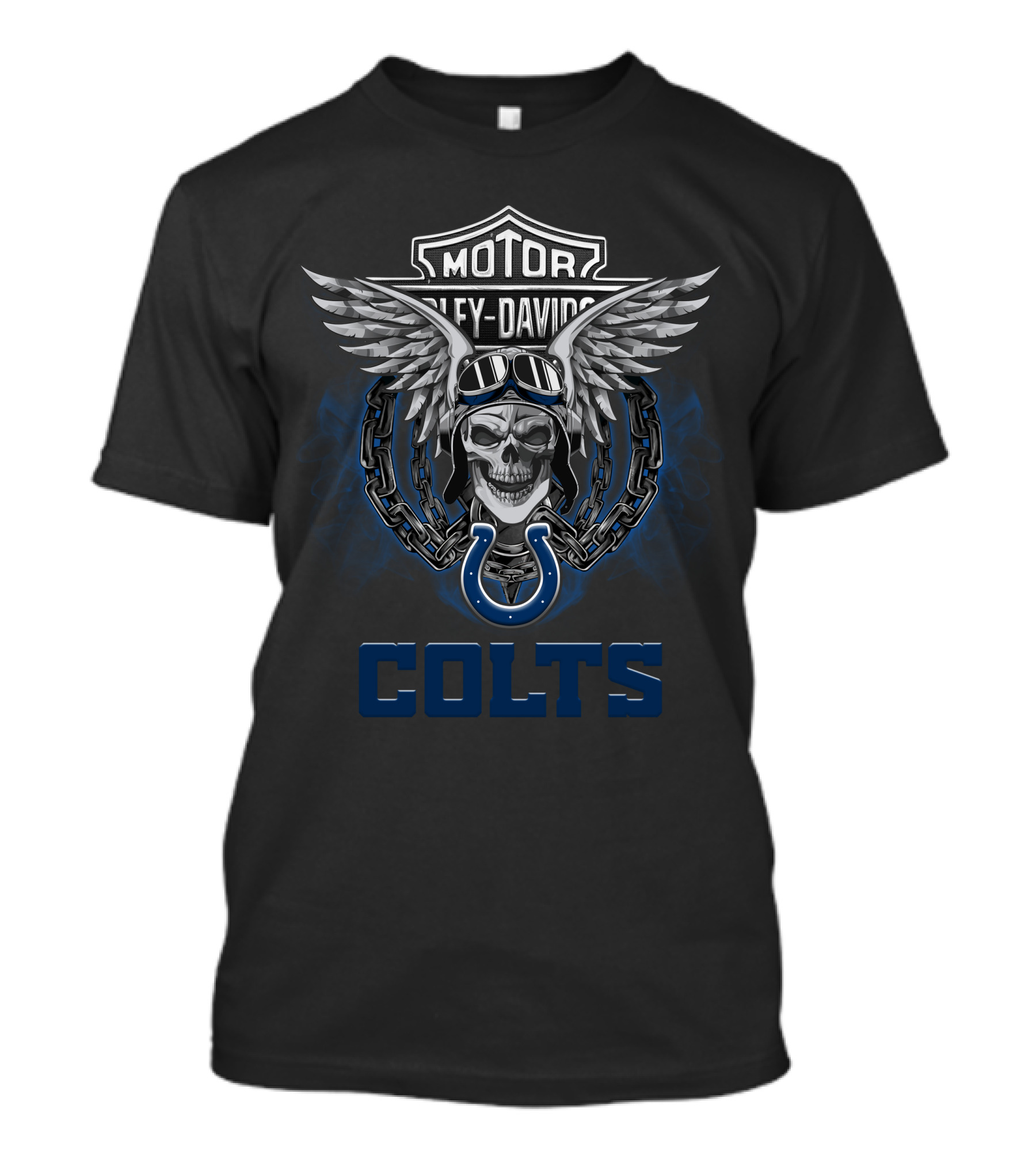 Harley Davidson Motorcycles Nfl Indianapolis Colts Skull Wings T-Shirt