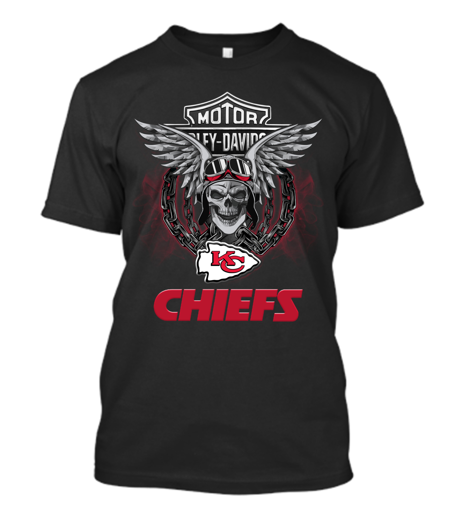 Harley Davidson Motorcycle Chiefs Skull Wings Nfl Kansas City Chiefs T-Shirt