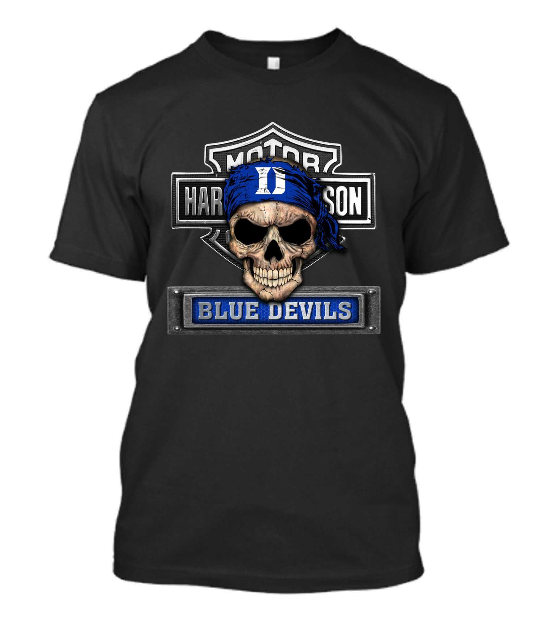 Harley Davidson Motorcycle Biker Skull Ncaa Duke Blue Devils T-Shirt