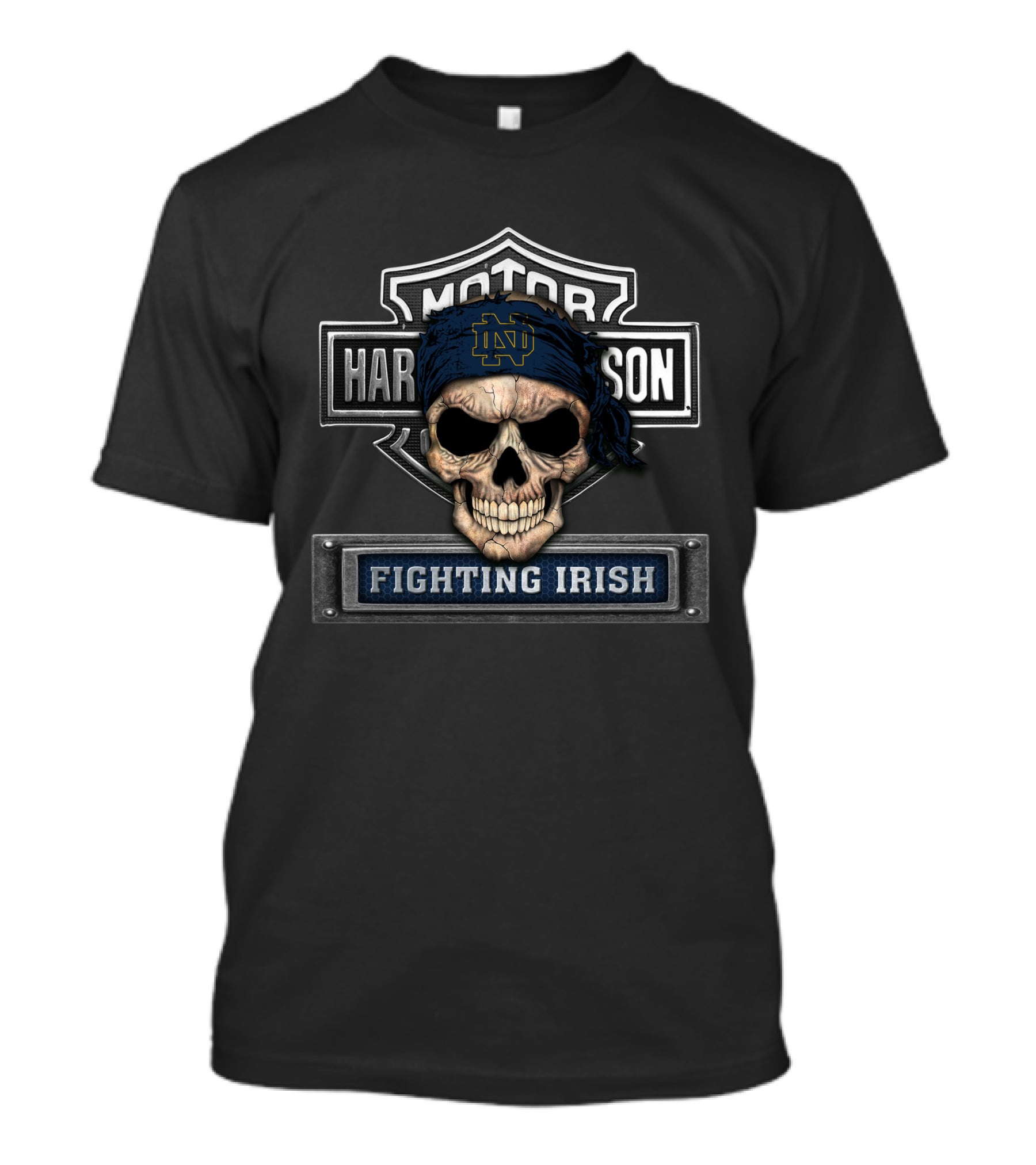 Harley Davidson Skull Biker Notre Dame Fighting Irish T-Shirt