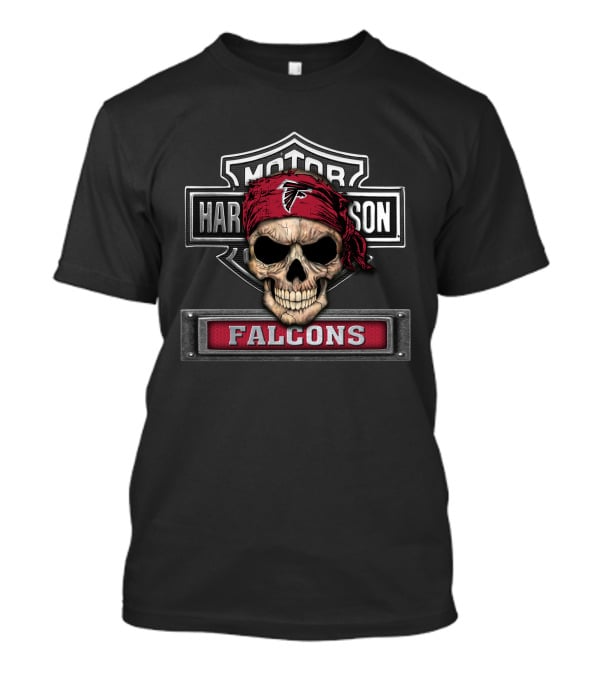 Harley Davidson Skull With Atlanta Falcons Logo And Falcons T-Shirt