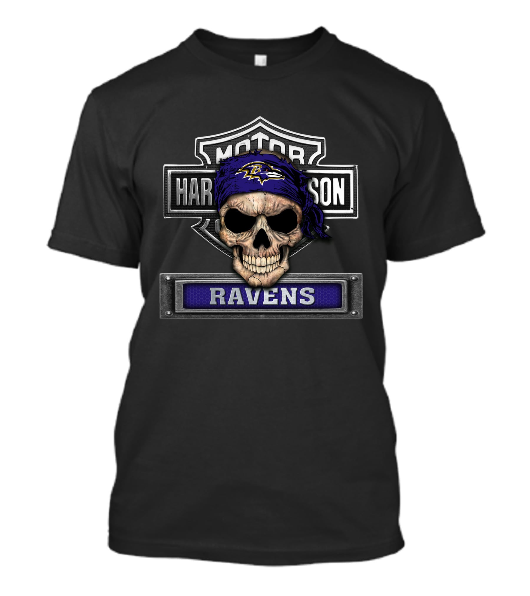 Harley Davidson Motorcycle Skull Ravens 91 Baltimore Nfl T-Shirt