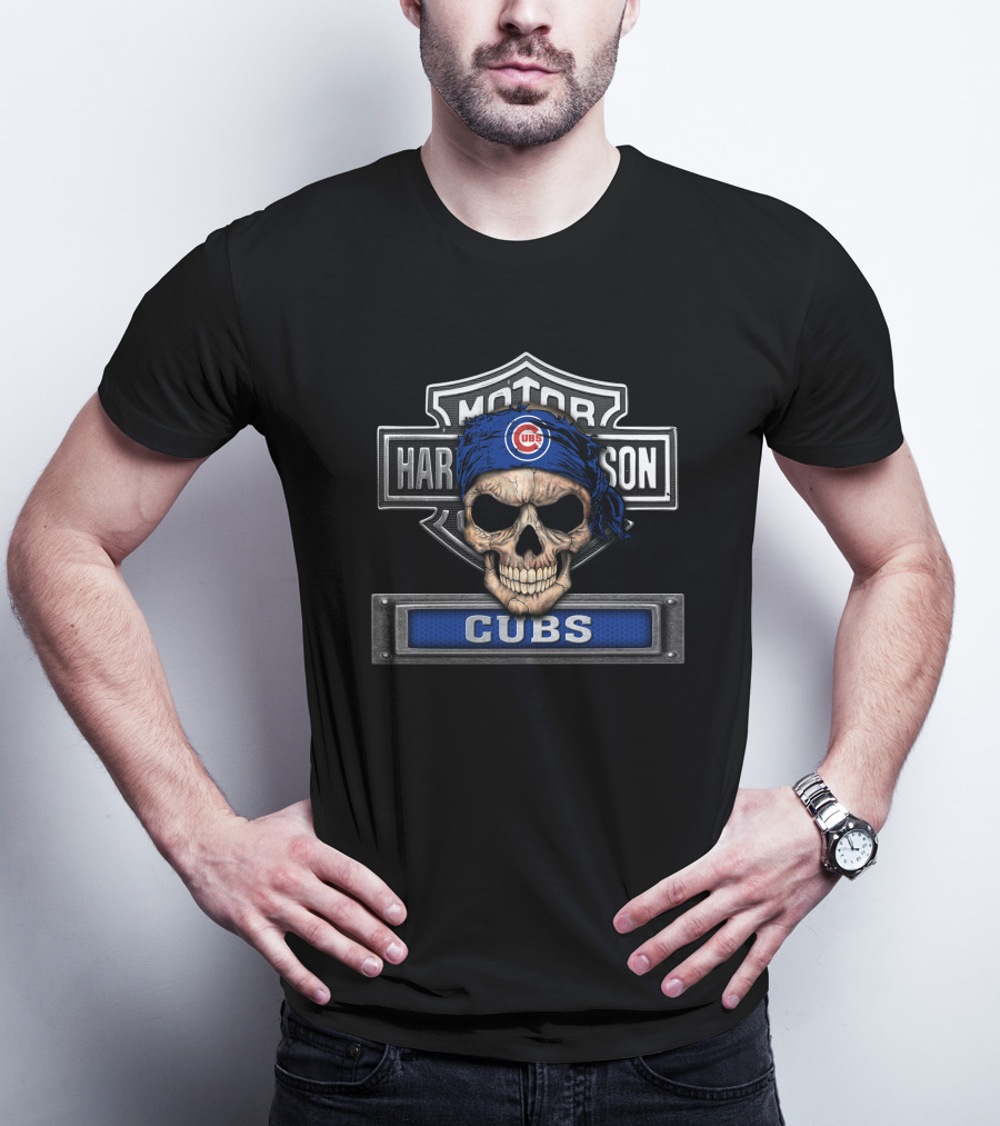 Harley Davidson Skull Biker Cubs Mlb Chicago T-Shirt