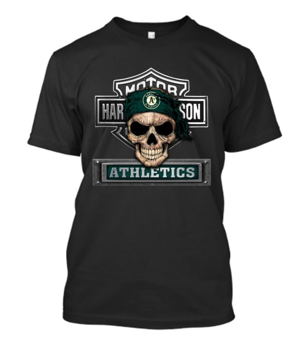 Harley Davidson Athletics Oakland Mlb Biker Skull T-Shirt