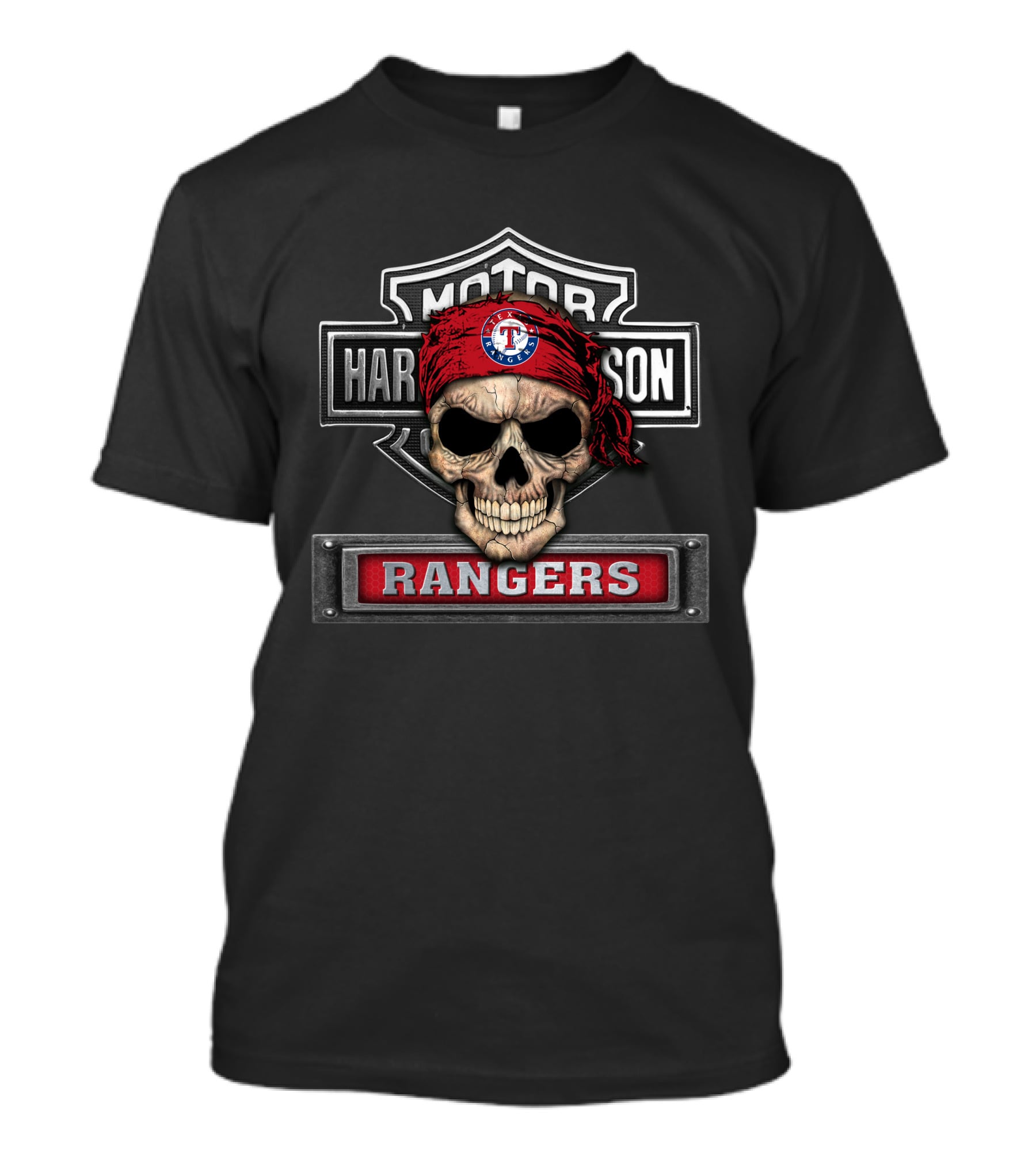 Harley Davidson Motorcycle Biker Texas Rangers Skull T-Shirt