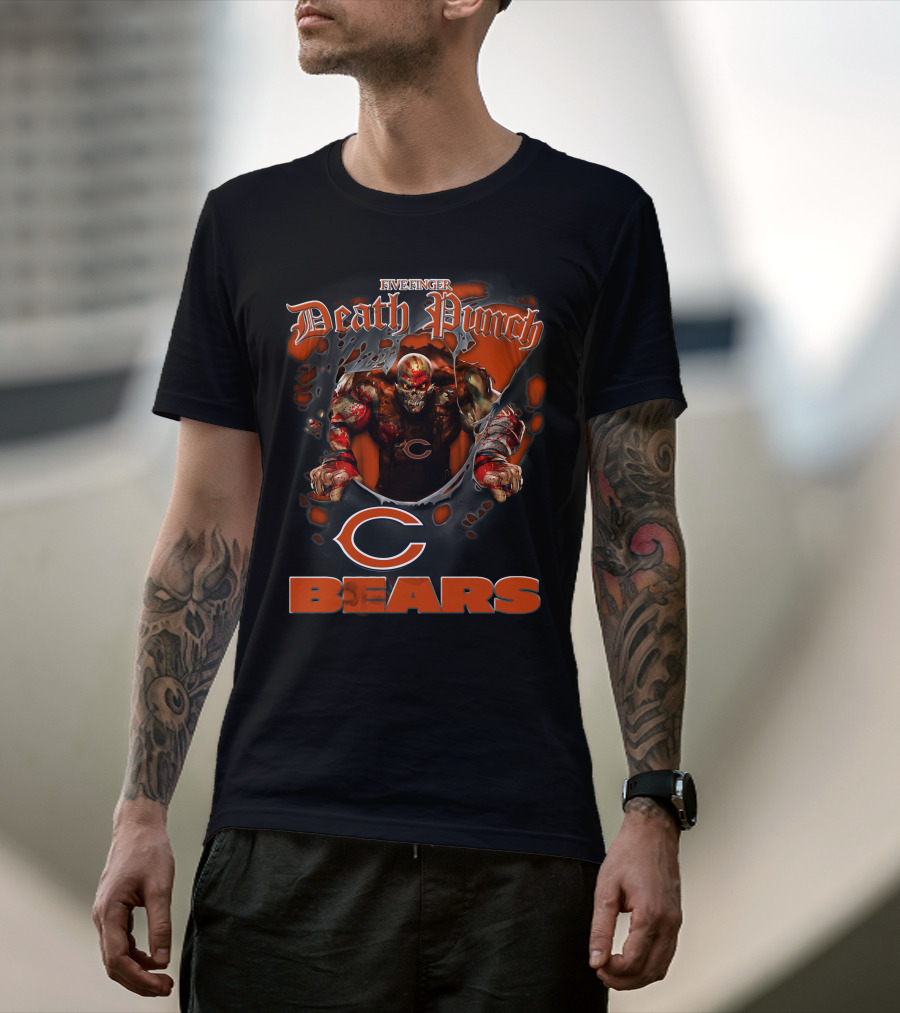 Five Finger Death Punch Harley Davidson Chicago Bears Nfl Biker T-Shirt