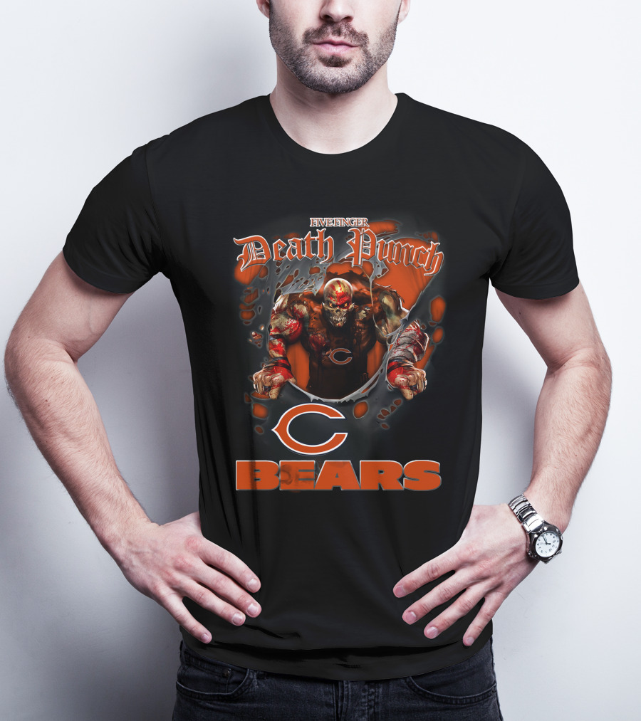 Five Finger Death Punch Harley Davidson Chicago Bears Nfl Biker T-Shirt