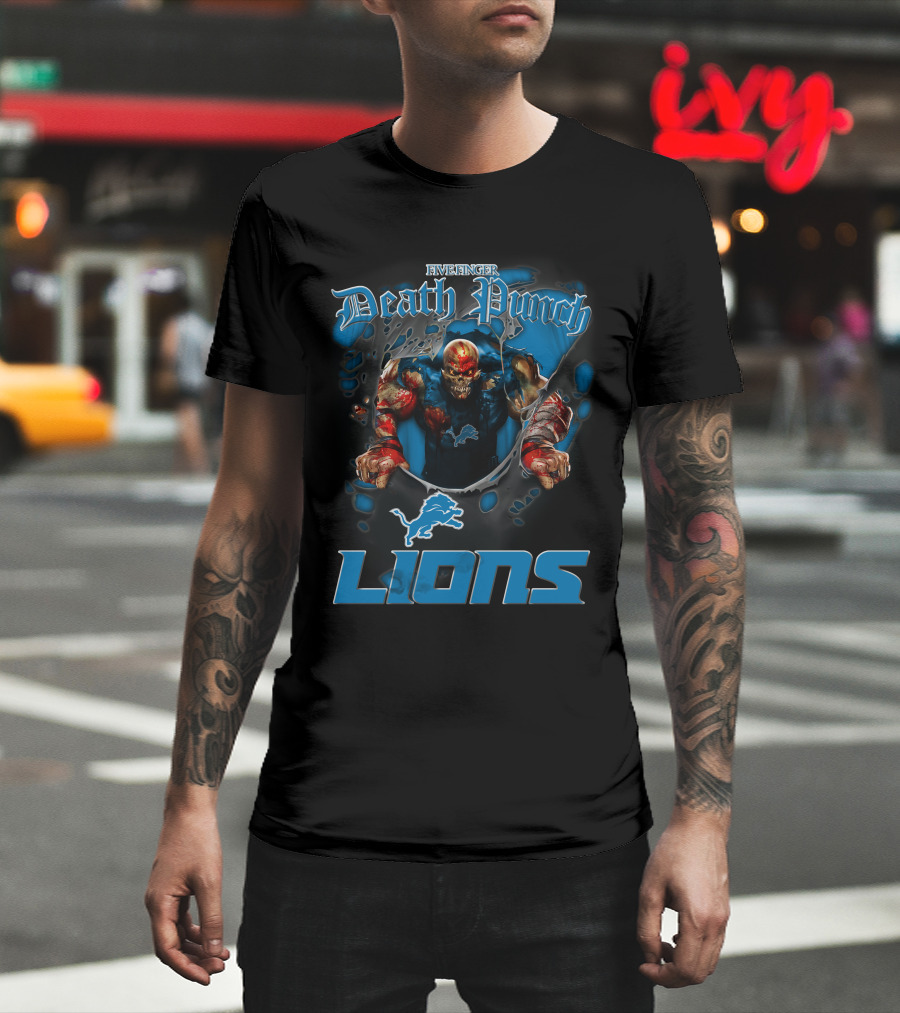 Five Finger Death Punch Detroit Lions Harley Davidson Biker Nfl T-Shirt