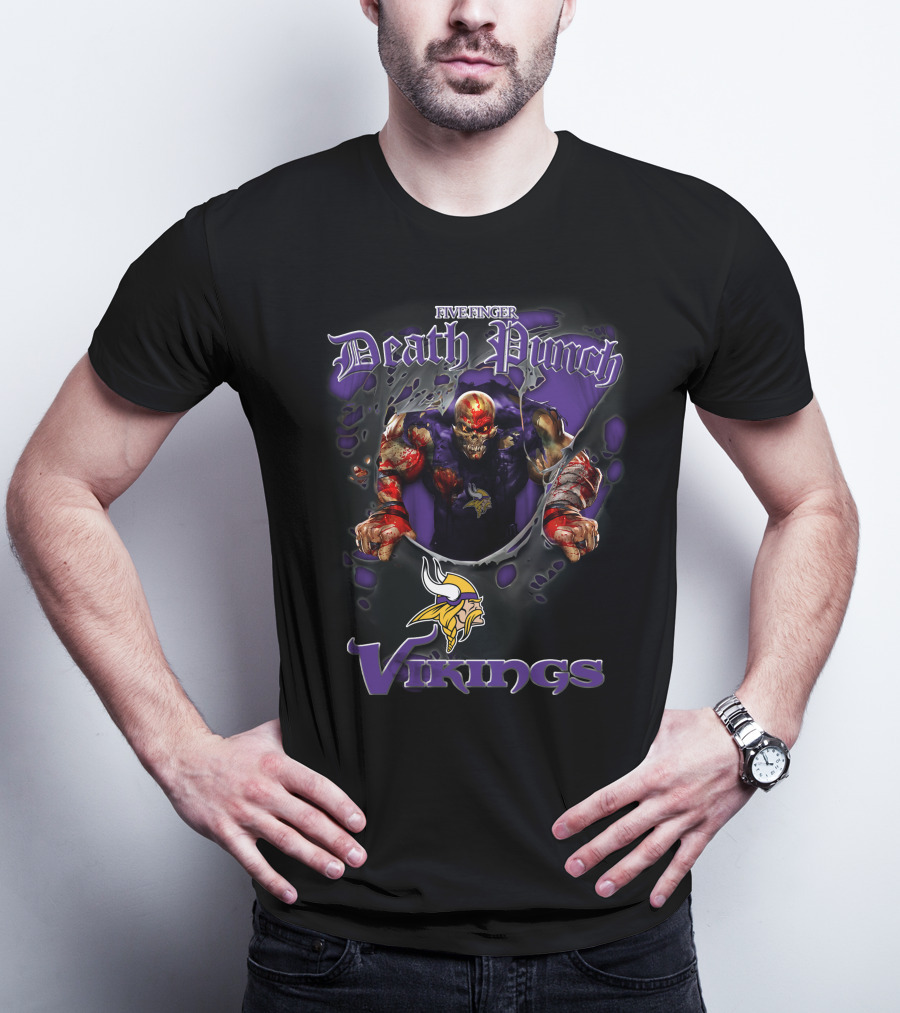Harley Davidson Motorcycle Biker Five Finger Death Punch Nfl Minnesota Vikings T-Shirt