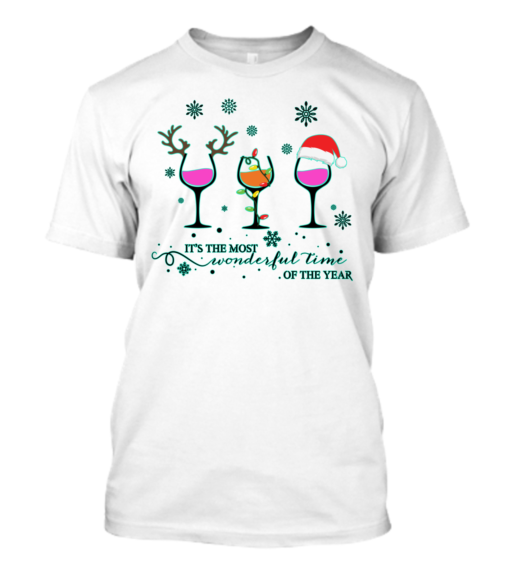 It's The Most Wonderful Time Of The Year Snowflakes Wine Glasses T-Shirt