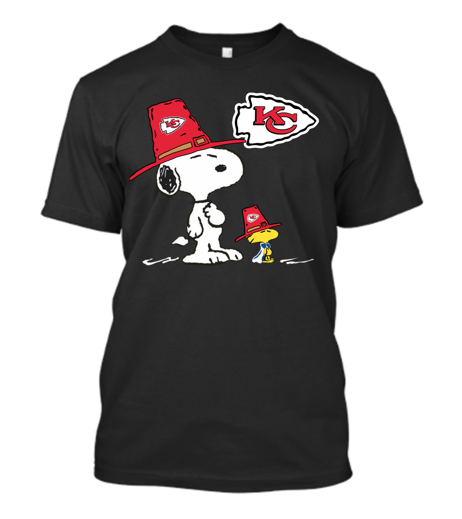 Snoopy And Woodstock Kansas City Chiefs Kc Logo Hat T-Shirt