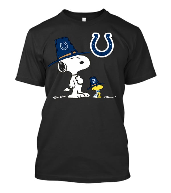 Indianapolis Colts Snoopy And Woodstock Thanksgiving Pilgrim Hats T-Shirt