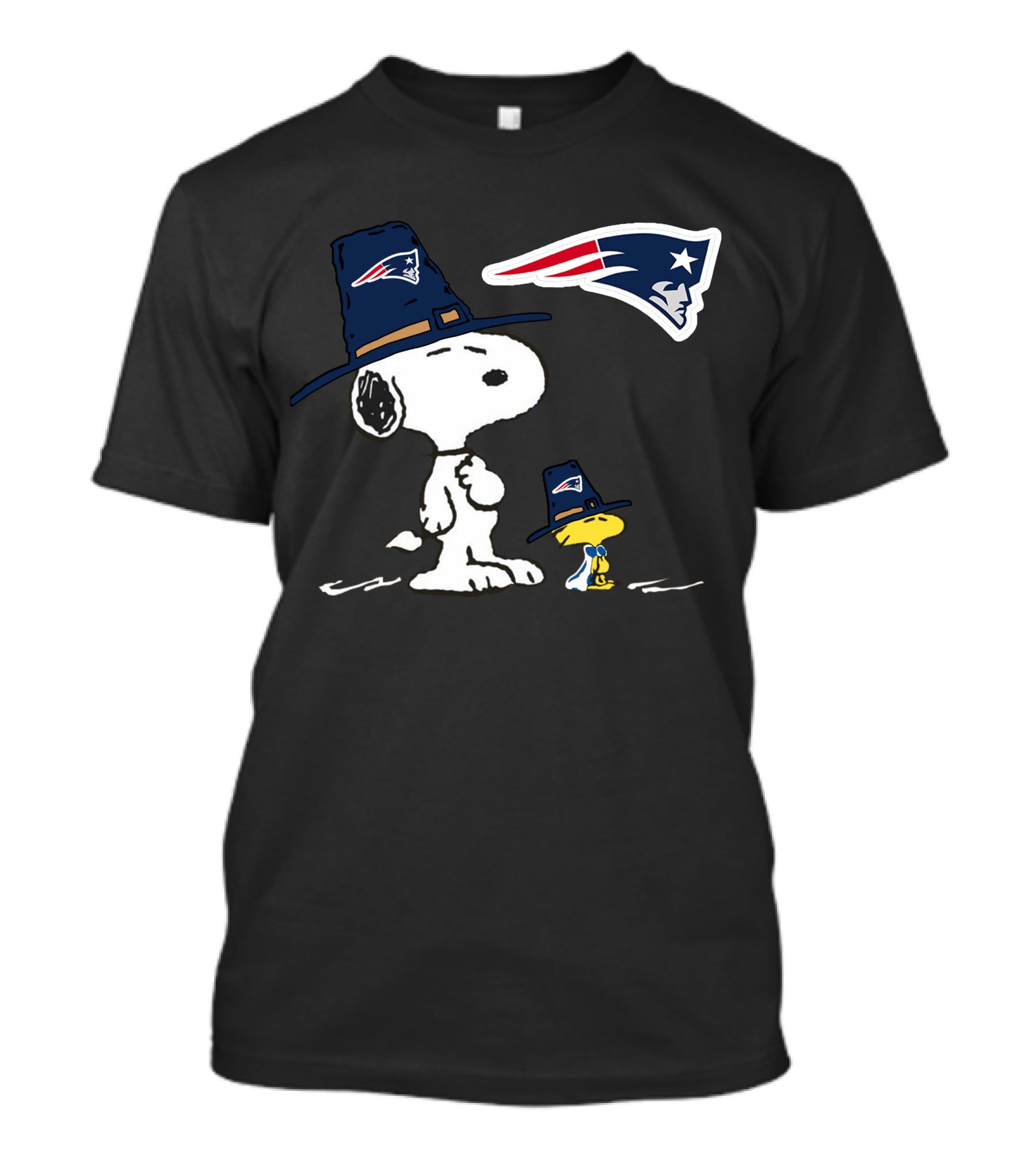 New England Patriots Snoopy And Woodstock Pilgrim Hats T-Shirt